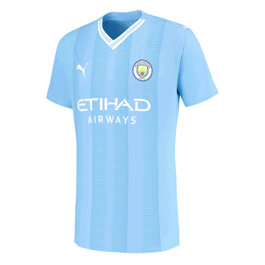 PUMA Men's Manchester City 2023/24 Authentic Home Jersey Light Blue/Wh ...