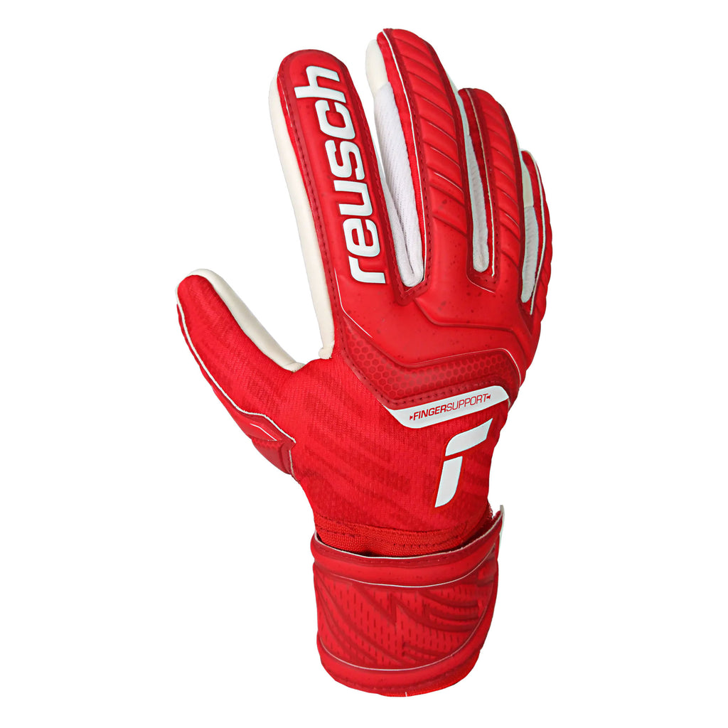 Reusch Kids Attrakt Grip Evolution Fingersave Goalkeeper Gloves Red/Wh ...